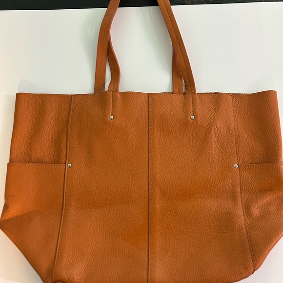 Bags | Large Tangerine Italian Leather Tote Bag | Poshmark